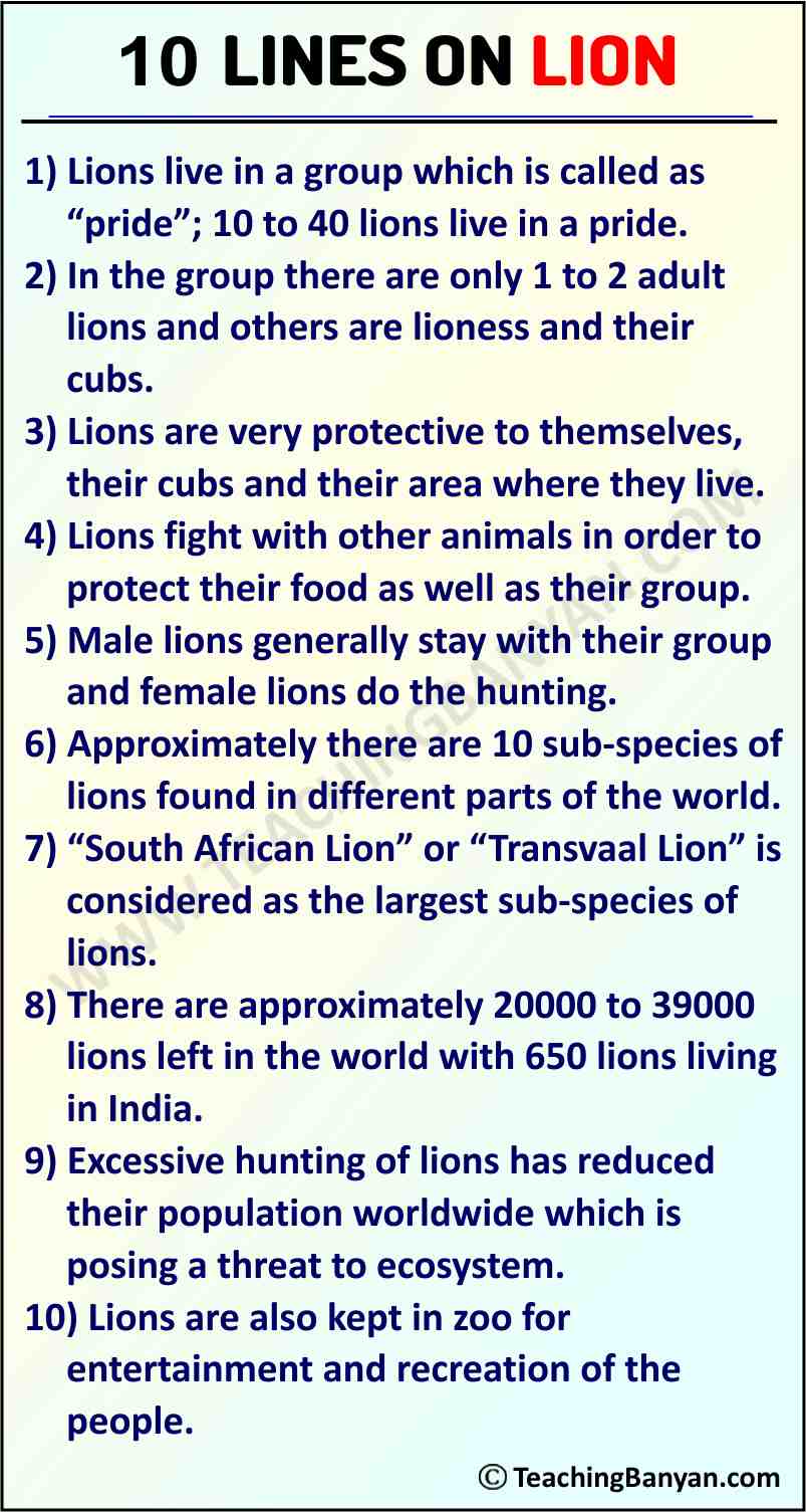 10-lines-on-lion - TeachingBanyan.com 10-lines-on-lion - TeachingBanyan.com