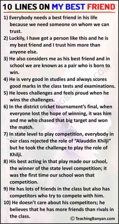 10 Lines on My Best Friend for Children and Students of Class 1, 2, 3 ...