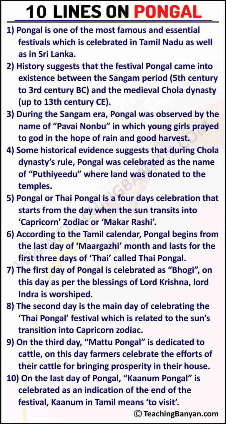 10 Lines on Pongal in English for Children and Students of Class 1, 2 ...