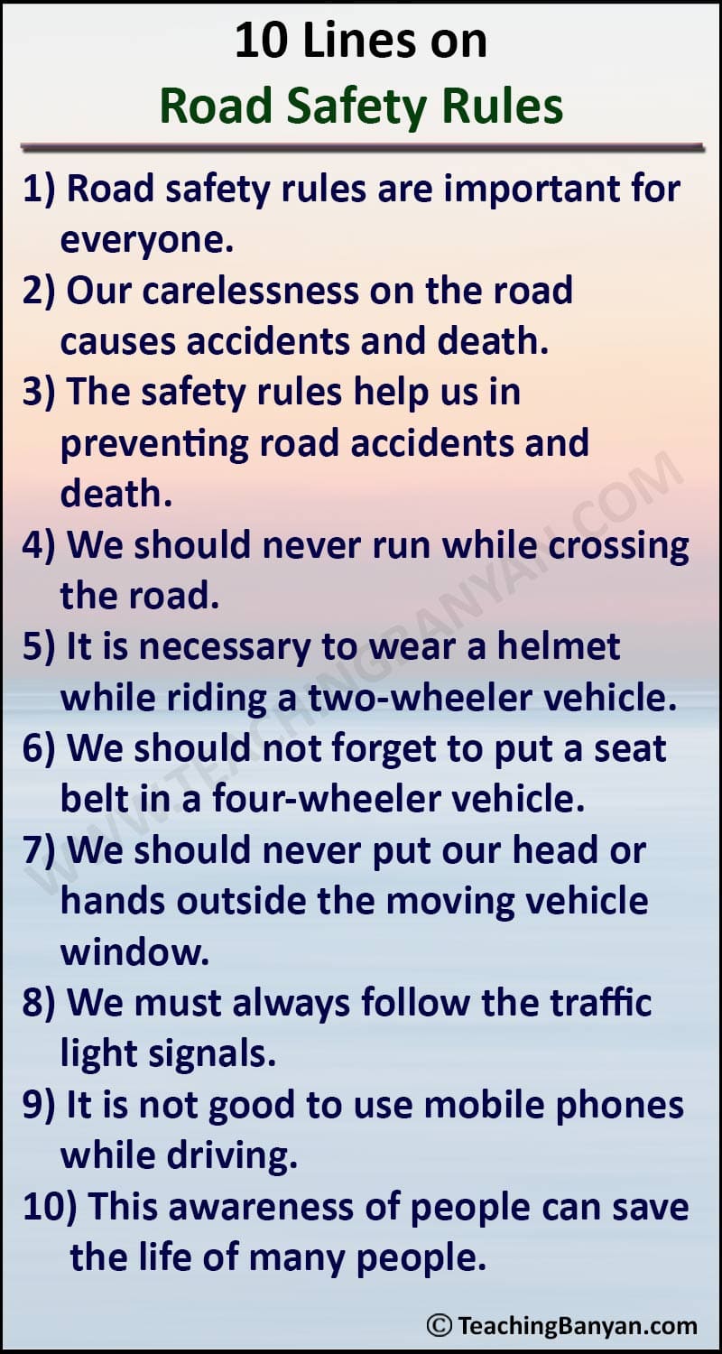 10 Lines On Road Safety Rules For Students And Children In English A 10 Lines On Road Safety Rules For Students And Children In English A
