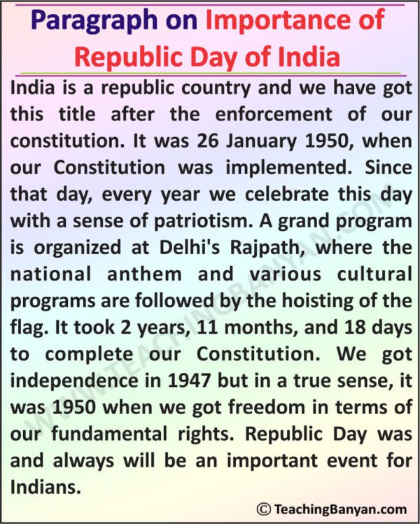 Short and Long Paragraph on Importance of Republic Day 2023 of India