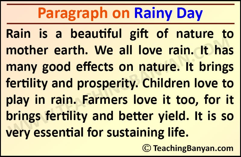 Paragraph on Rainy Day - 100, 120, 150, 200, 250 Words for Students Paragraph on Rainy Day - 100, 120, 150, 200, 250 Words for Students