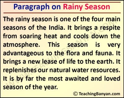 Paragraph on Rainy Season - 100, 120, 150, 200, 250 Words for Students
