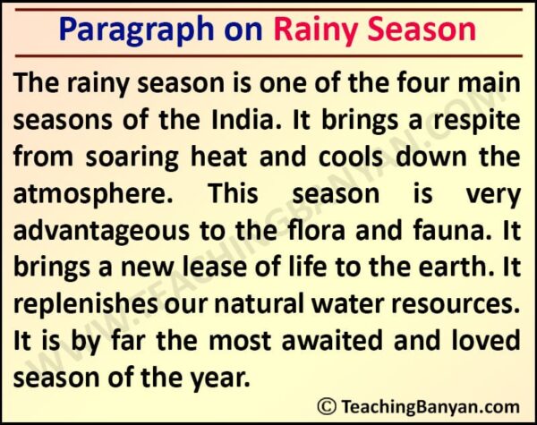 Paragraph on Rainy Season - 100, 120, 150, 200, 250 Words for Students